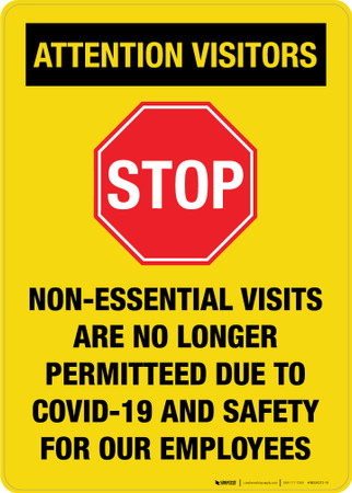 Attention Visitors - Non-Essential Visits Portrait - Wall Sign