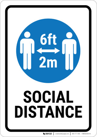 Social Distance Blue Icon Landscape - Wall Sign