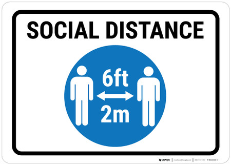 Social Distance Blue Icon Portrait - Wall Sign