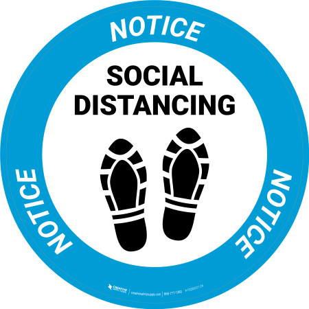 Notice: Social Distancing Please Stand In The Frame - Circular - Floor Sign