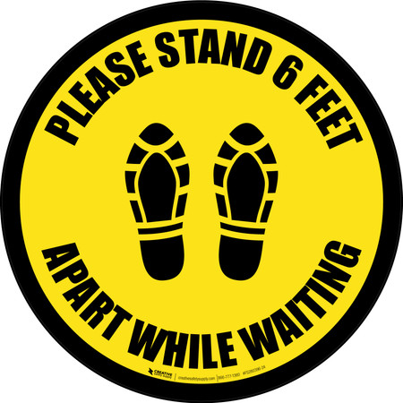 Please Stand 6 Feet Apart While Waiting Shoe Prints Black Border ...