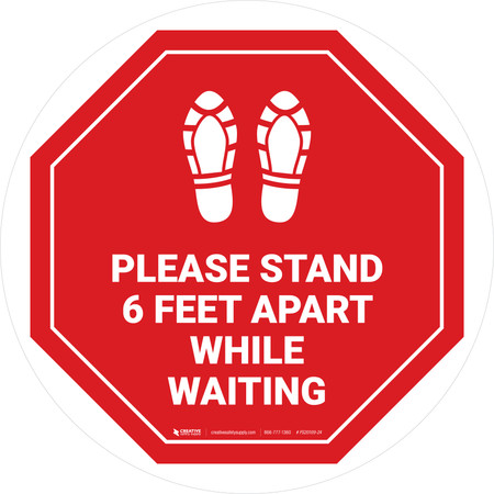 Please Stand 6 Feet Apart While Waiting Shoe Prints Stop - Circular ...