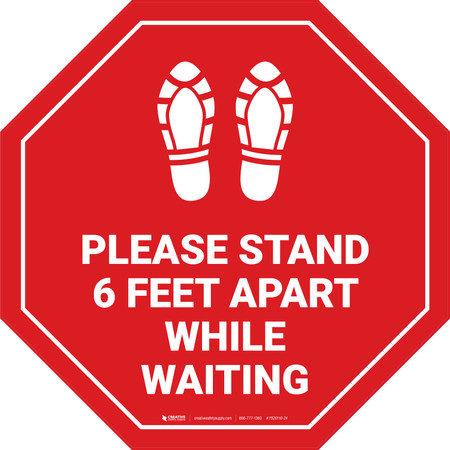 Please Stand 6 Feet Apart While Waiting Shoe Prints Stop | Creative ...