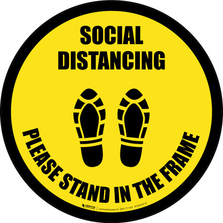 Social Distancing Please Stand In The Frame Shoe Prints Yellow Border ...