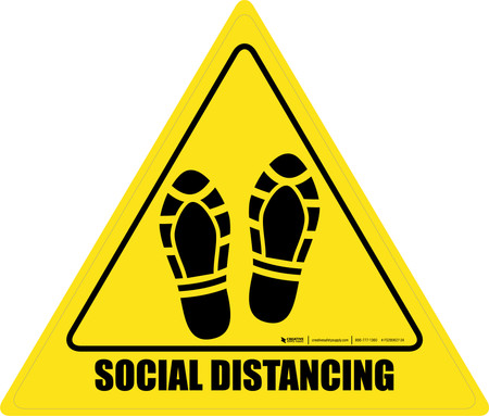 Social Distancing Shoe Prints Triangle - Floor Sign