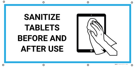 Sanitize Tablets Before And After Use with Icon - Banner