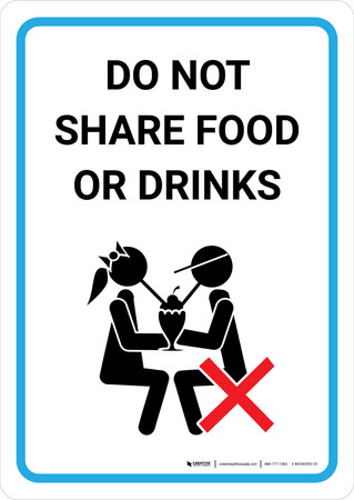 Do Not Share Food Or Drinks with Icon Portrait - Wall Sign | Creative ...