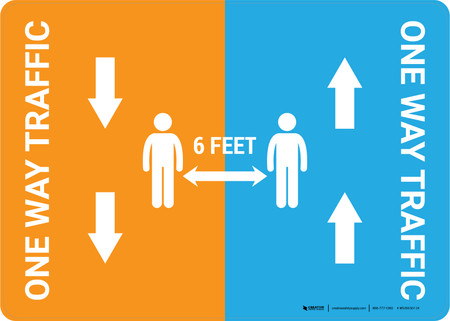 One Way Traffic with Icons Landscape - Wall Sign