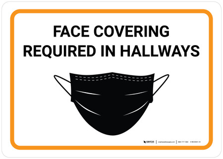Face Covering Required In Hallways with Icon Landscape - Wall Sign