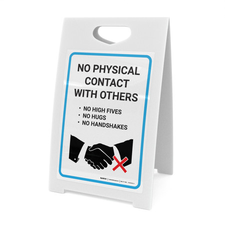 No Physical Contact With Others with Icon - A-Frame Sign