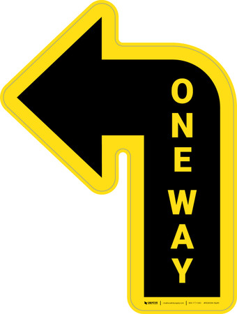 One Way Arrow Yellow (Left) - Floor Sign