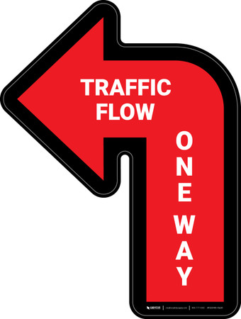 Traffic Flow One Way Arrow Red (Left) - Floor Sign