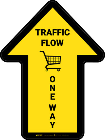 Traffic Flow One Way Arrow With Grocery Cart Icon Yellow (Straight ...