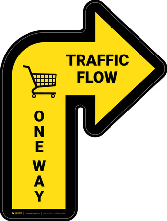 Traffic Flow One Way Arrow With Grocery Cart Icon Yellow (Right ...