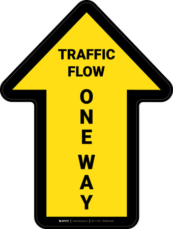 Traffic Flow One Way Arrow Yellow (Straight) - Floor Sign