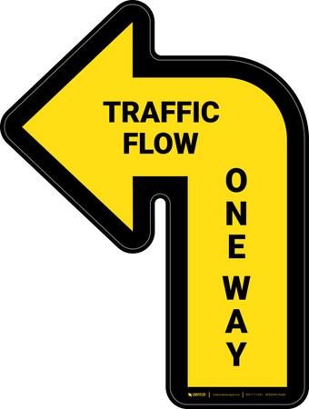 Traffic Flow One Way Arrow Yellow (Left) - Floor Sign