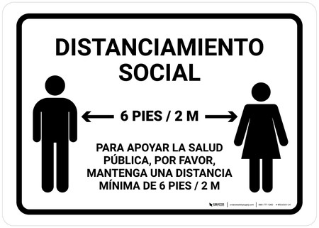 Distanciamiento Social Spanish with Icon Landscape - Wall Sign