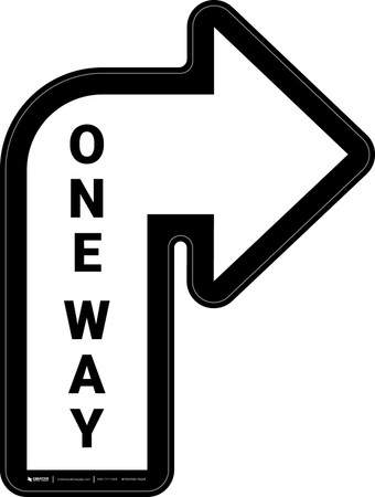 One Way White Arrow (Right) - Floor Sign