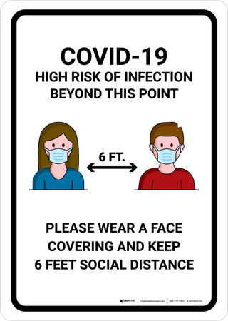 COVID-19 High Risk Of Infection with Icons Portrait - Wall Sign