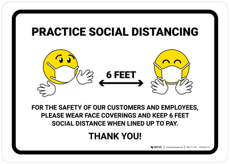 Practice Social Distancing with Emojis Landscape - Wall Sign | Creative ...