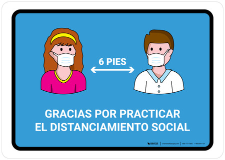 Thank You For Practicing Social Distancing Spanish with Icons Blue ...