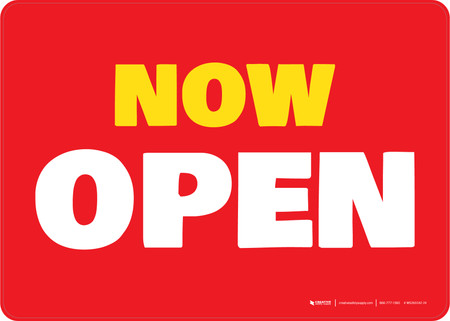 Now Open Red/Yellow Landscape - Wall Sign