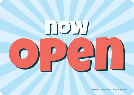 Now Open Retro Blue/Red Landscape - Wall Sign | Creative Safety Supply