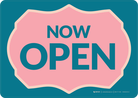 Now Open with Frame Blue/Pink Landscape - Wall Sign