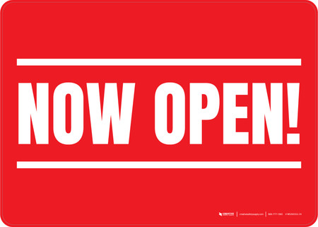 Now Open! Red/White Landscape - Wall Mounted Sign