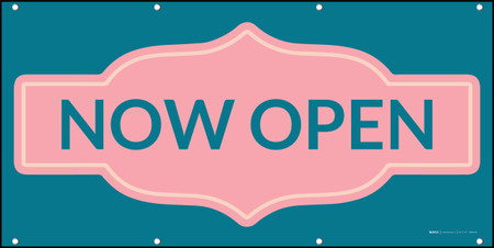 Now Open with Frame Blue Pink - Banner