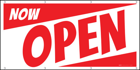 Now Open White Red - Banner | Creative Safety Supply