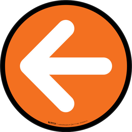 Left Arrow Orange Circular - Floor Sign | Creative Safety Supply