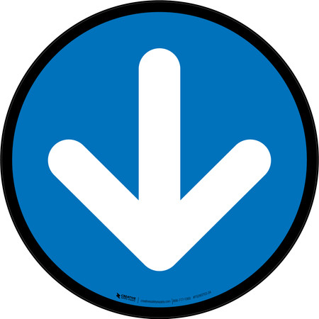 Down Arrow Blue Circular - Floor Sign | Creative Safety Supply
