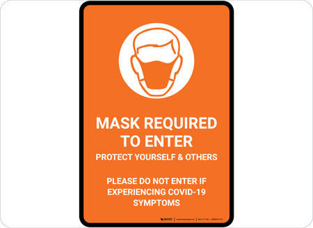 Mask Required To Enter COVID-19 with Icon Orange Portrait - Floor Sign