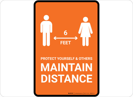 Protect Yourself And Others Maintain Distance with Icon Orange Portrait ...