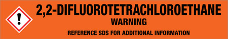 2,2-Difluorotetrachloroethane [CAS# 76-11-9] - GHS Pipe Marking Label