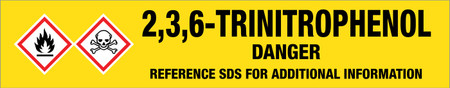 2,3,6-Trinitrophenol [CAS# 603-10-1] - GHS Pipe Marking Label