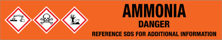 Ammonia [CAS# 7664-41-7] - GHS Pipe Marking Label
