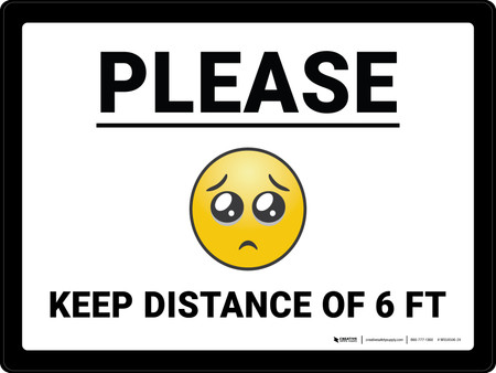 Please Keep Distance of 6 ft with Emoji Landscape - Wall Sign