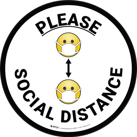 Please Social Distance Multiple Emojis - Floor Sign