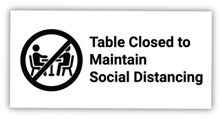 Table Closed to Maintain Social Distancing with Icon - Label