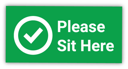 Please Sit Here with Checkmark - Label | Creative Safety Supply