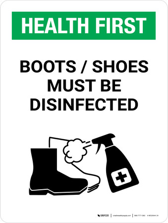 Health First: Boots/Shoes Must Be Disinfected with Icon Portrait - Wall ...