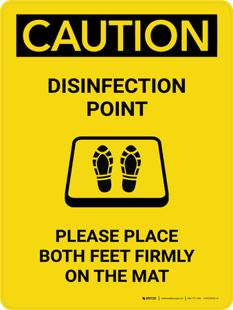Caution: Disinfection Point with Icon Portrait - Wall Sign