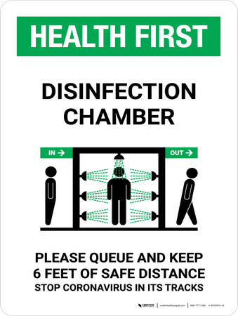 Health First: Disinfection Chamber with Icon Portrait - Wall Sign ...