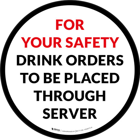 For Your Safety Drink Orders To Be Placed Through Server Circular ...