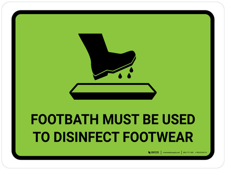 Footbath Must Be Used To Disinfect Footwear with Icon Green Landscape ...