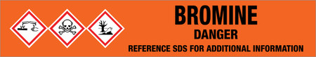 Bromine [CAS# 7726-95-6] - GHS Pipe Marking Label