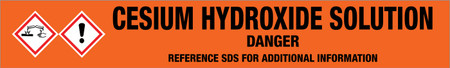 Cesium Hydroxide Solution [CAS# 21351-79-1] - GHS Pipe Marking Label