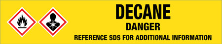 Decane [CAS# 124-18-5] - GHS Pipe Marking Label